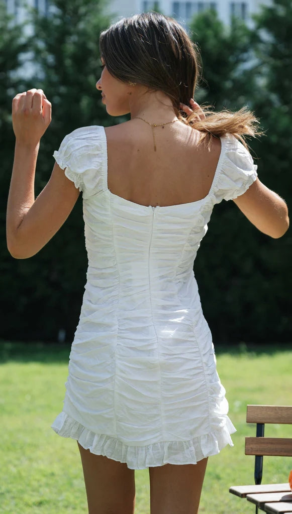 White Pleated Mini Dress – Gabi Swimwear